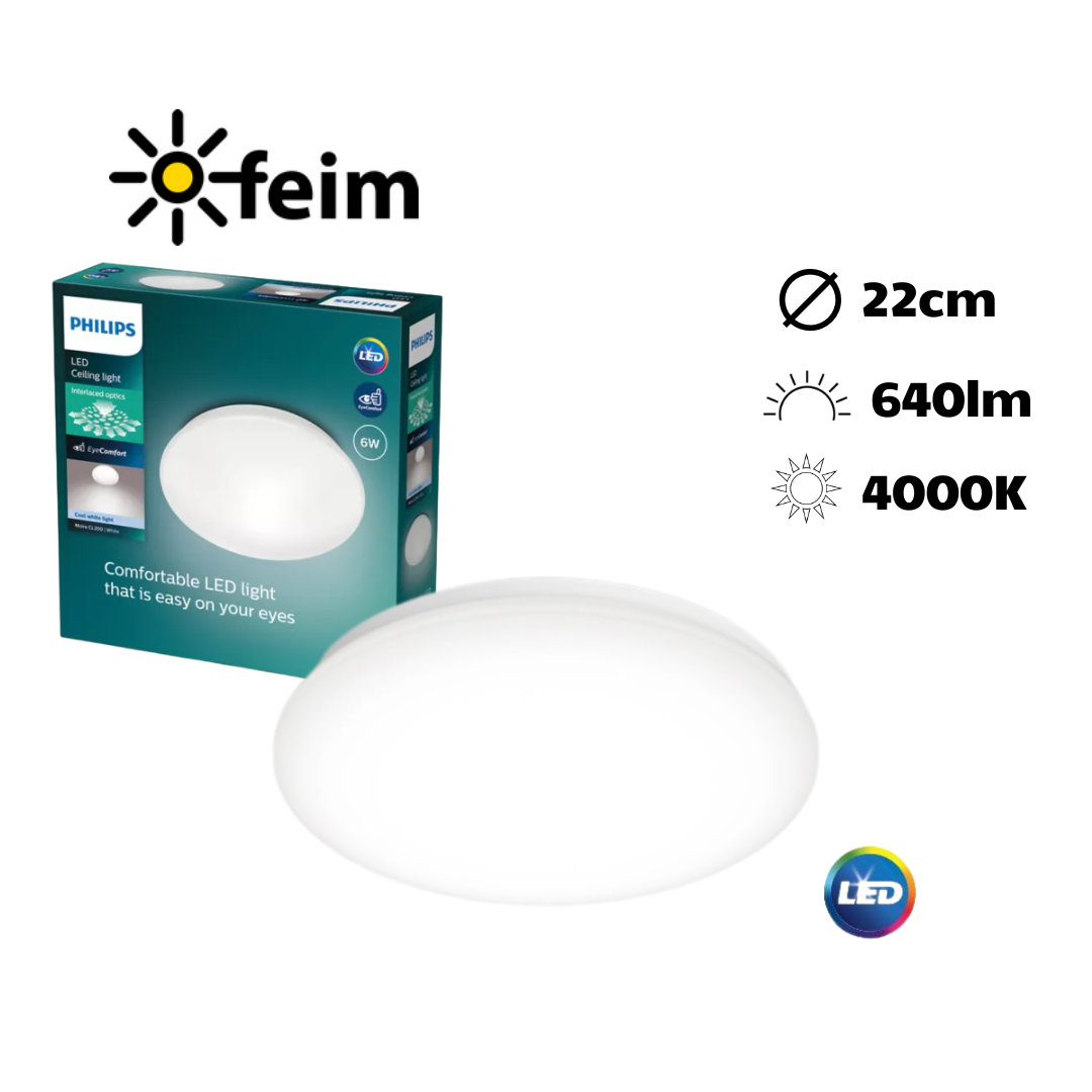 Philips Moire LED CL200 stropné svietidlo 225mm 6W/640lm 4000K | Feim.sk