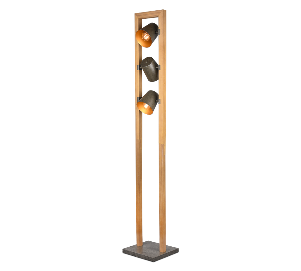 TRIO 401900367 BELL stojacia lampa 3xE14 antický nikel, drevo | Feim.sk